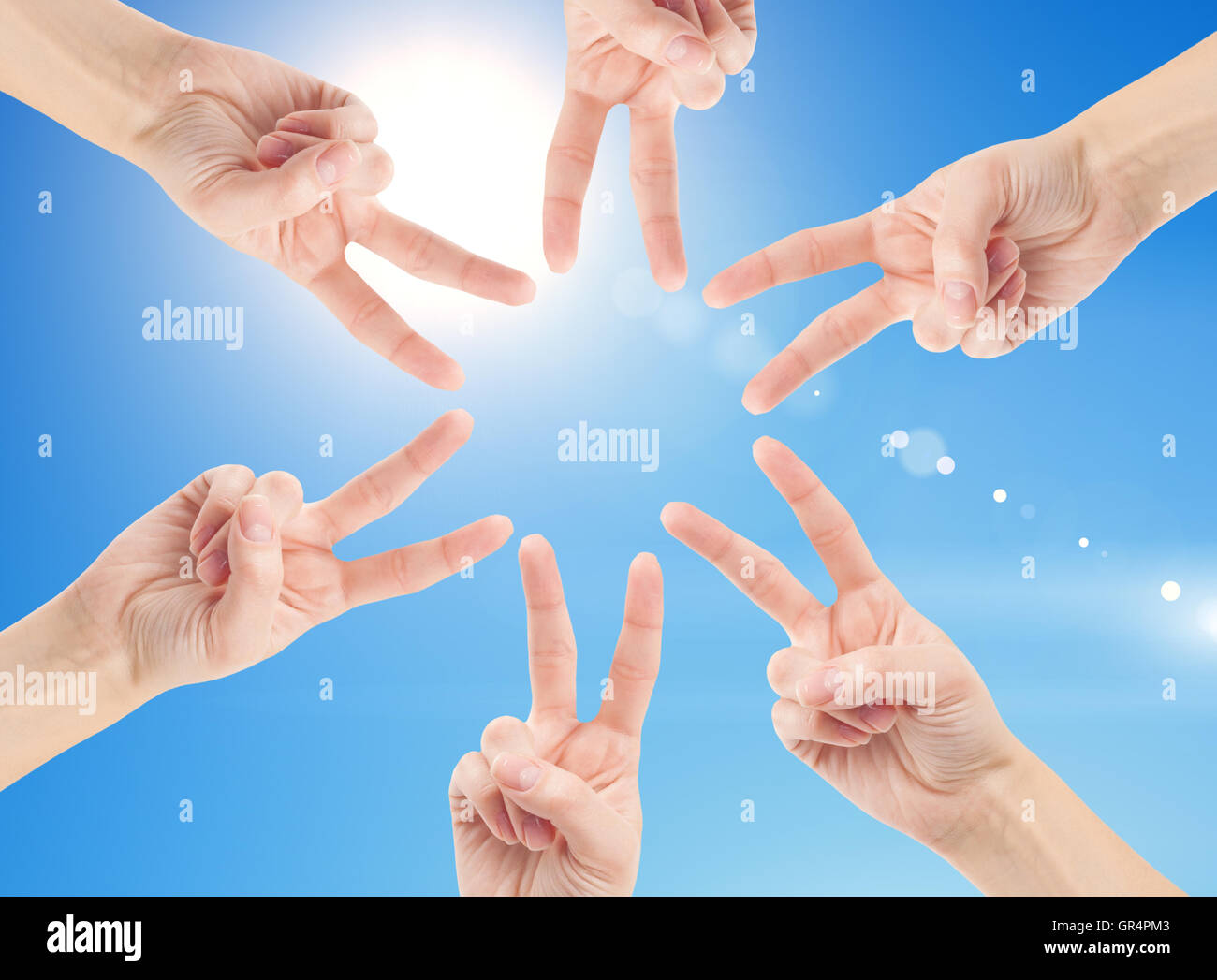 Hands of teamwork , forming the star shape Stock Photo - Alamy