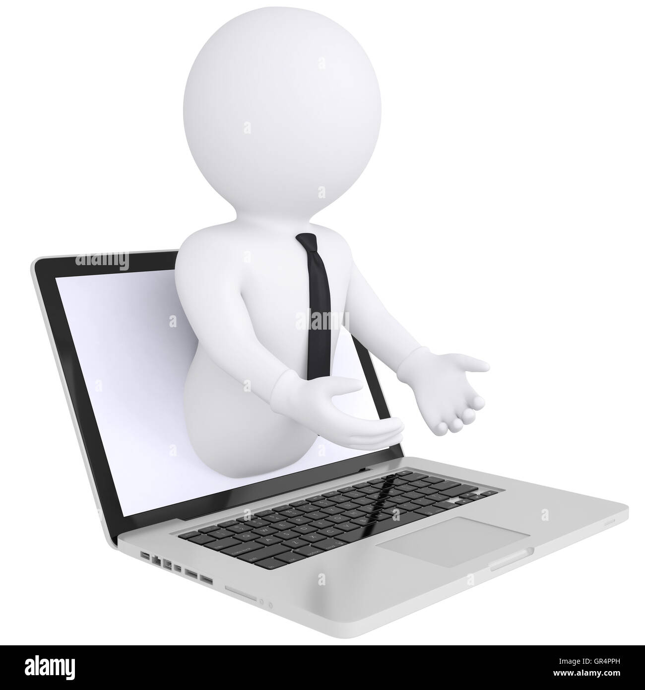 3d white man from the computer with empty hands Stock Photo - Alamy