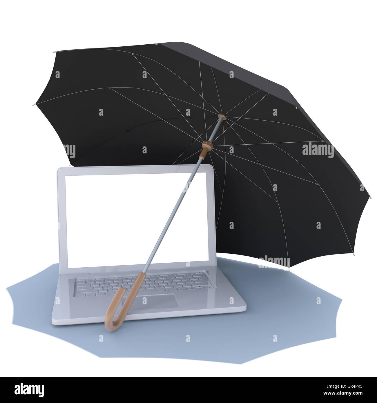 Umbrella covers the laptop Stock Photo - Alamy
