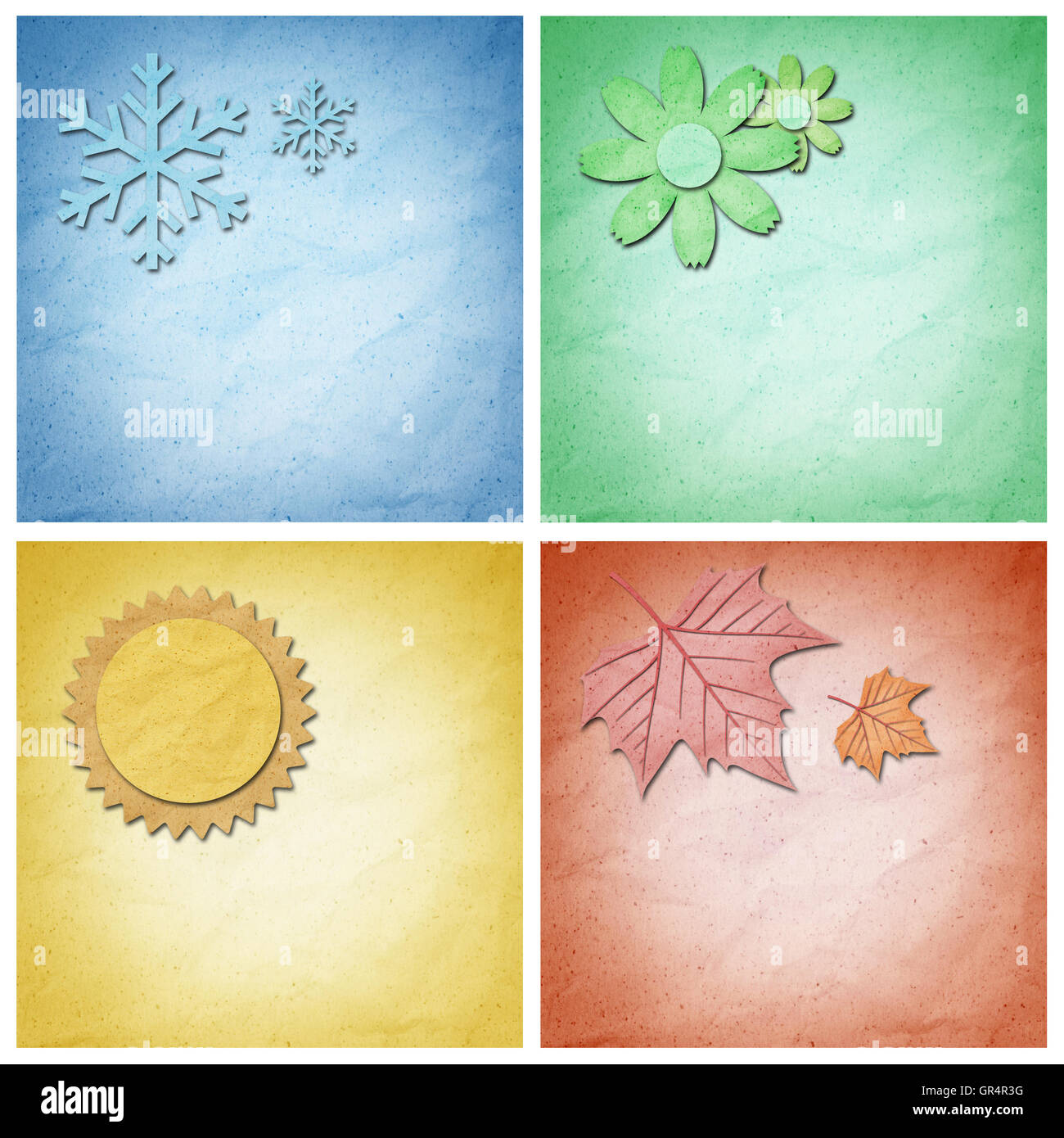 Recycle Paper craft , Four seasons elements with space Stock Photo - Alamy