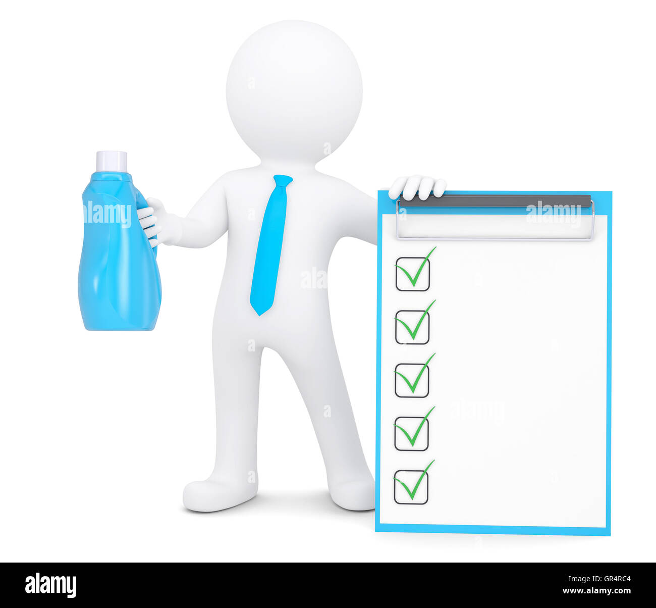 3d man with bottle and checklists Stock Photo - Alamy