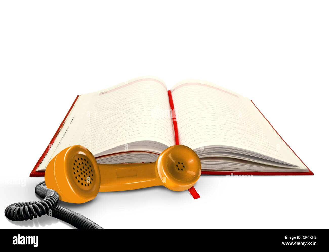 Telephone handset and diary with copy space Stock Photo - Alamy