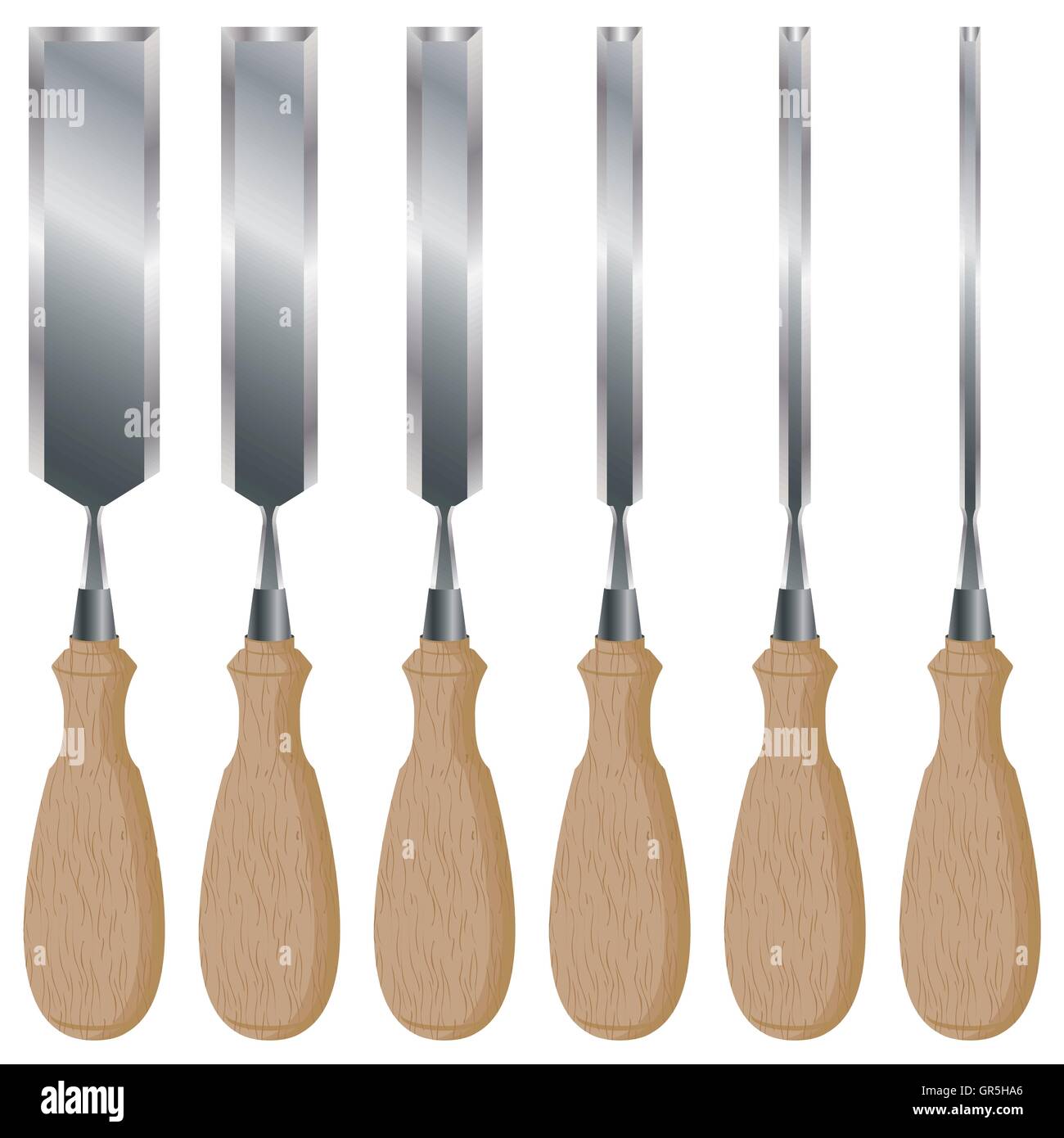 chisel, vector, isolated, white, handle, work, metal, wood, equipment ...