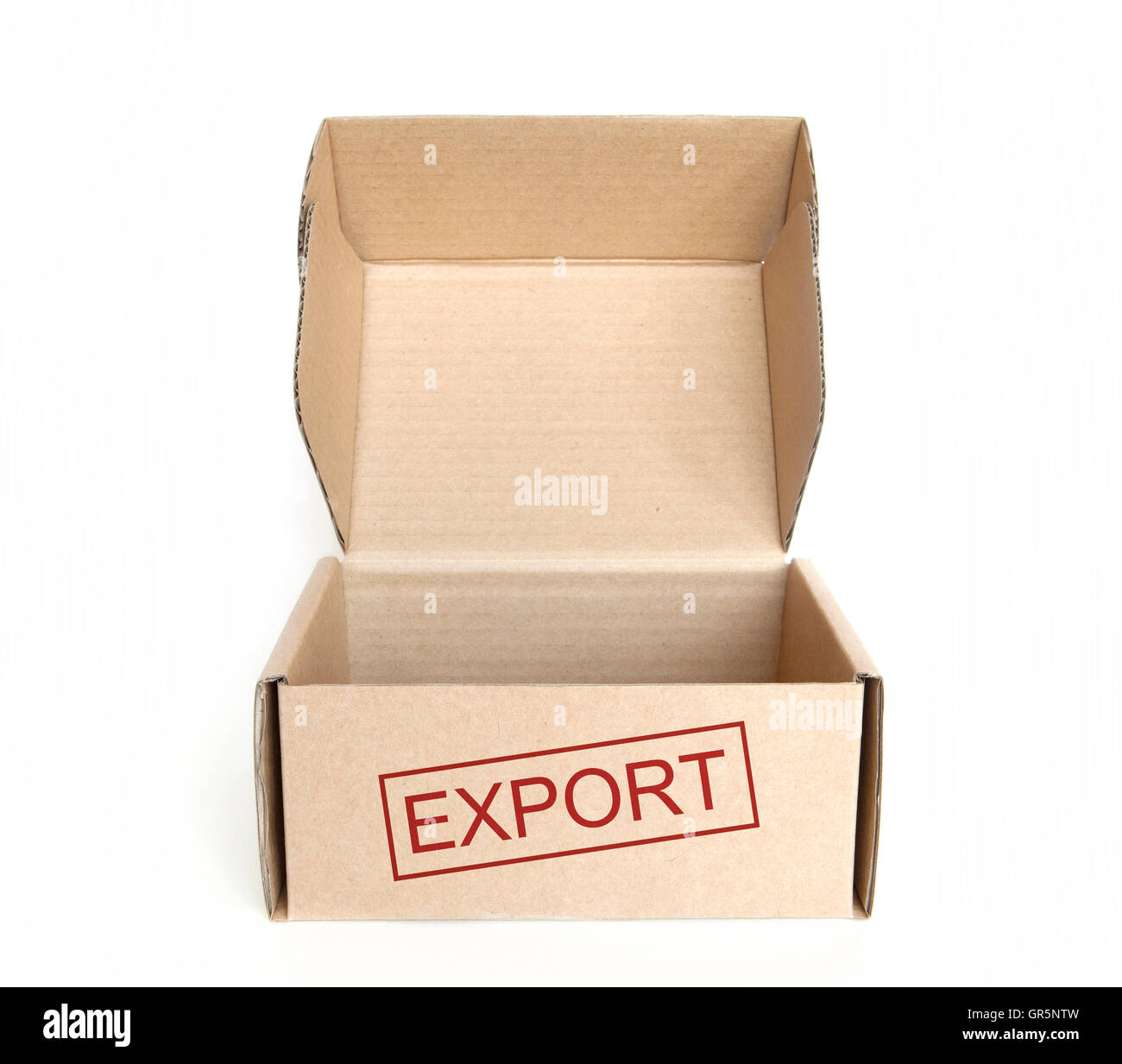 empty export cardboard box on white background Stock Photo - Alamy