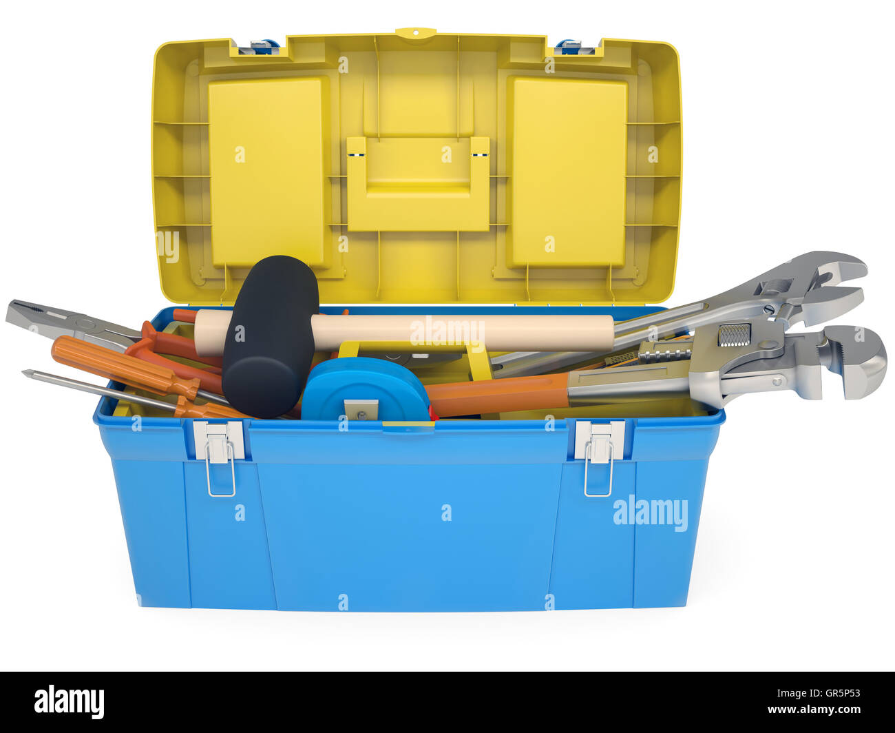 Plastic tool box with tools Stock Photo - Alamy