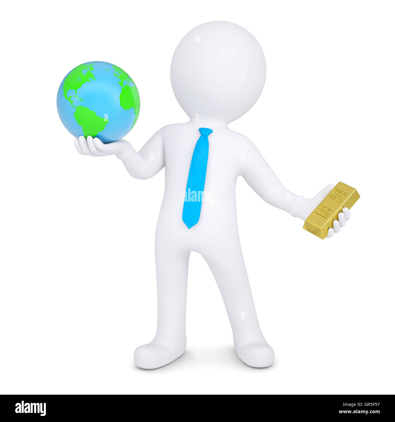 3d man changes the planet earth for gold Stock Photo - Alamy
