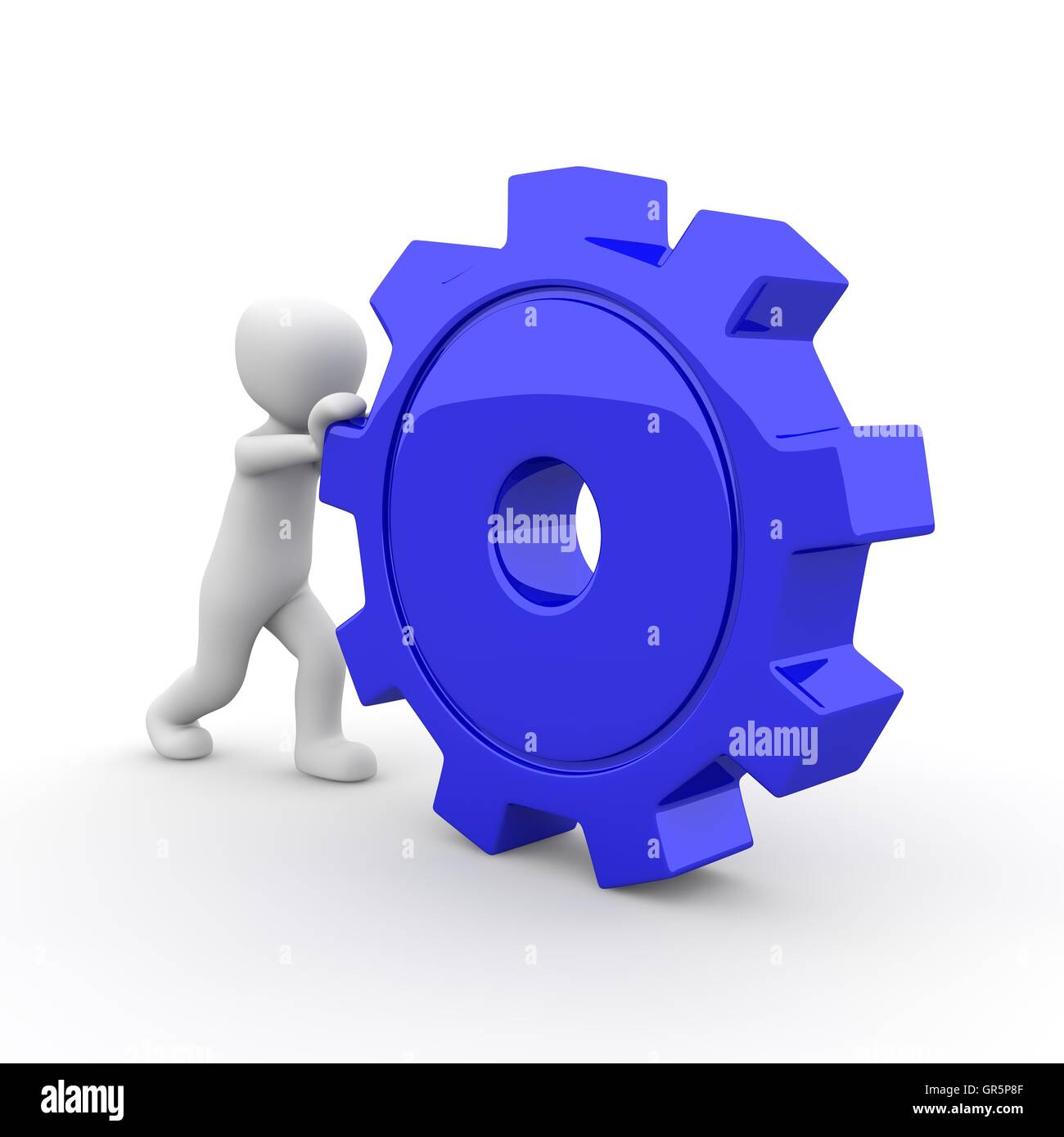 3d human gear blue white business isolated background hi-res stock ...