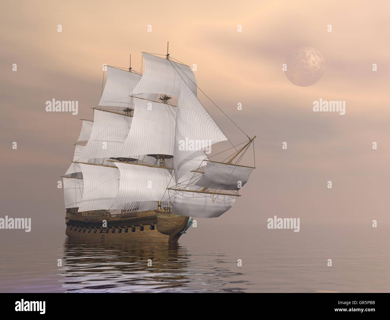 Old merchant ship - 3D render Stock Photo - Alamy