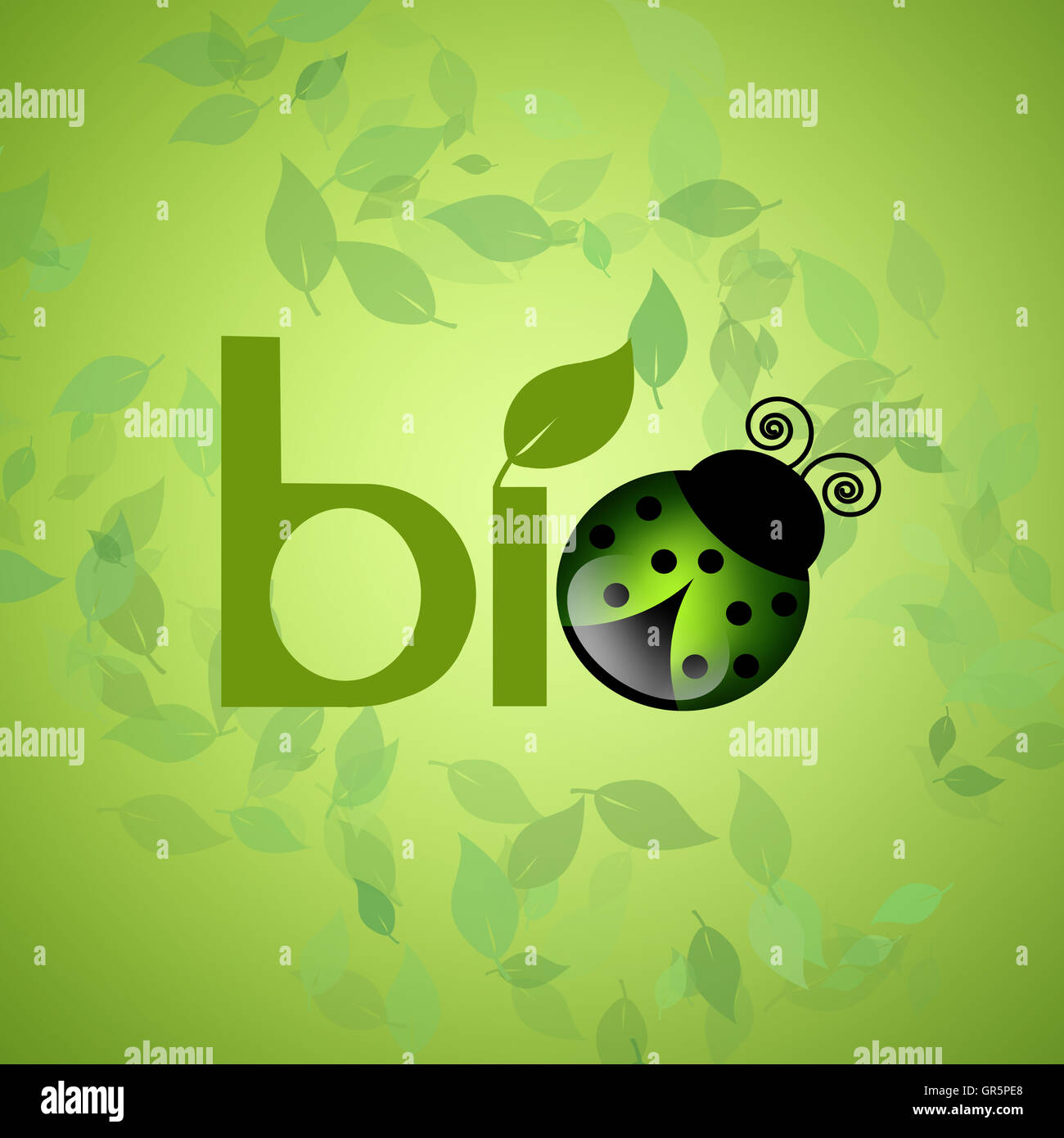 bio with green ladybug Stock Photo - Alamy