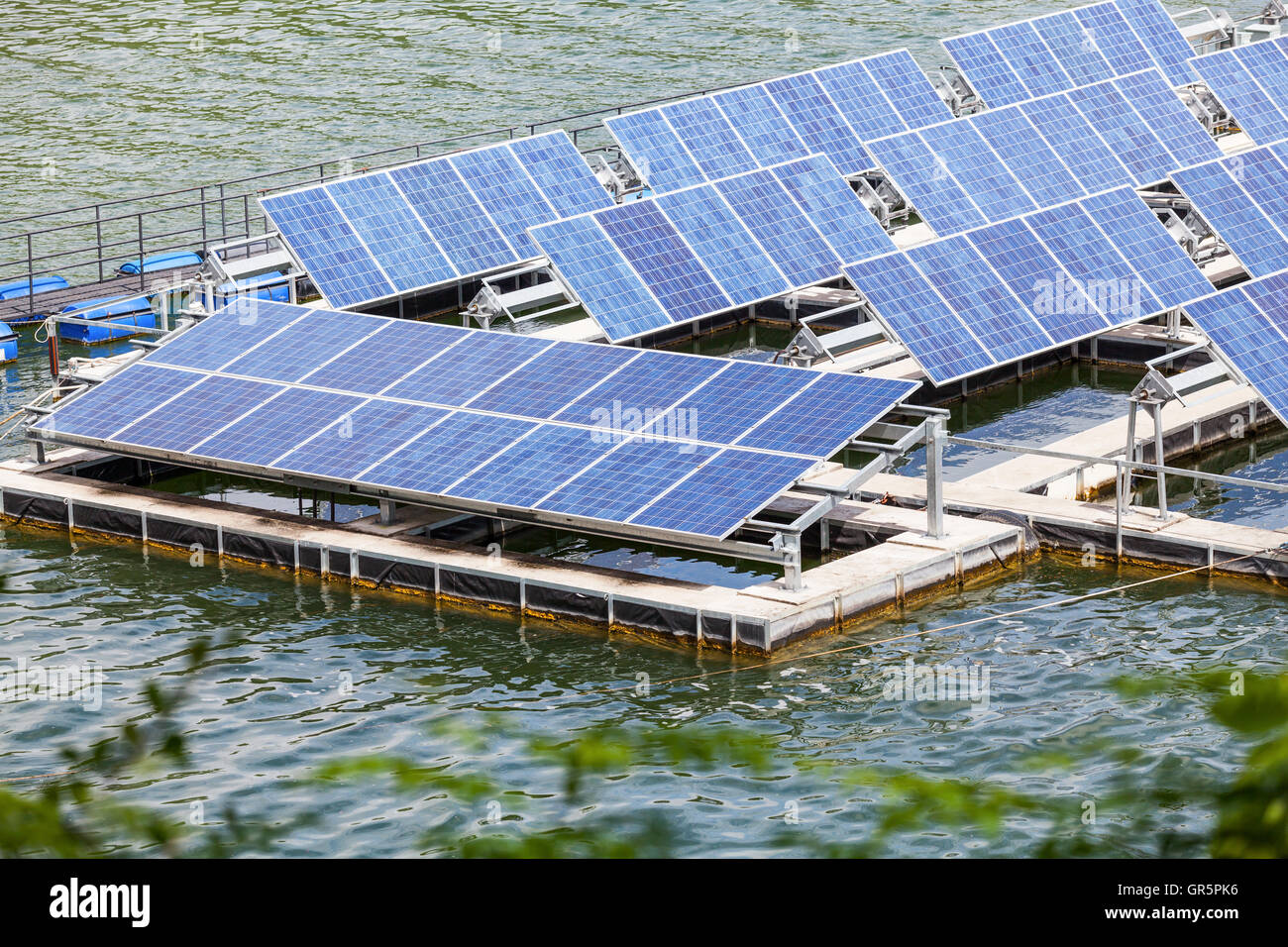 Solar panels on the water Stock Photo - Alamy