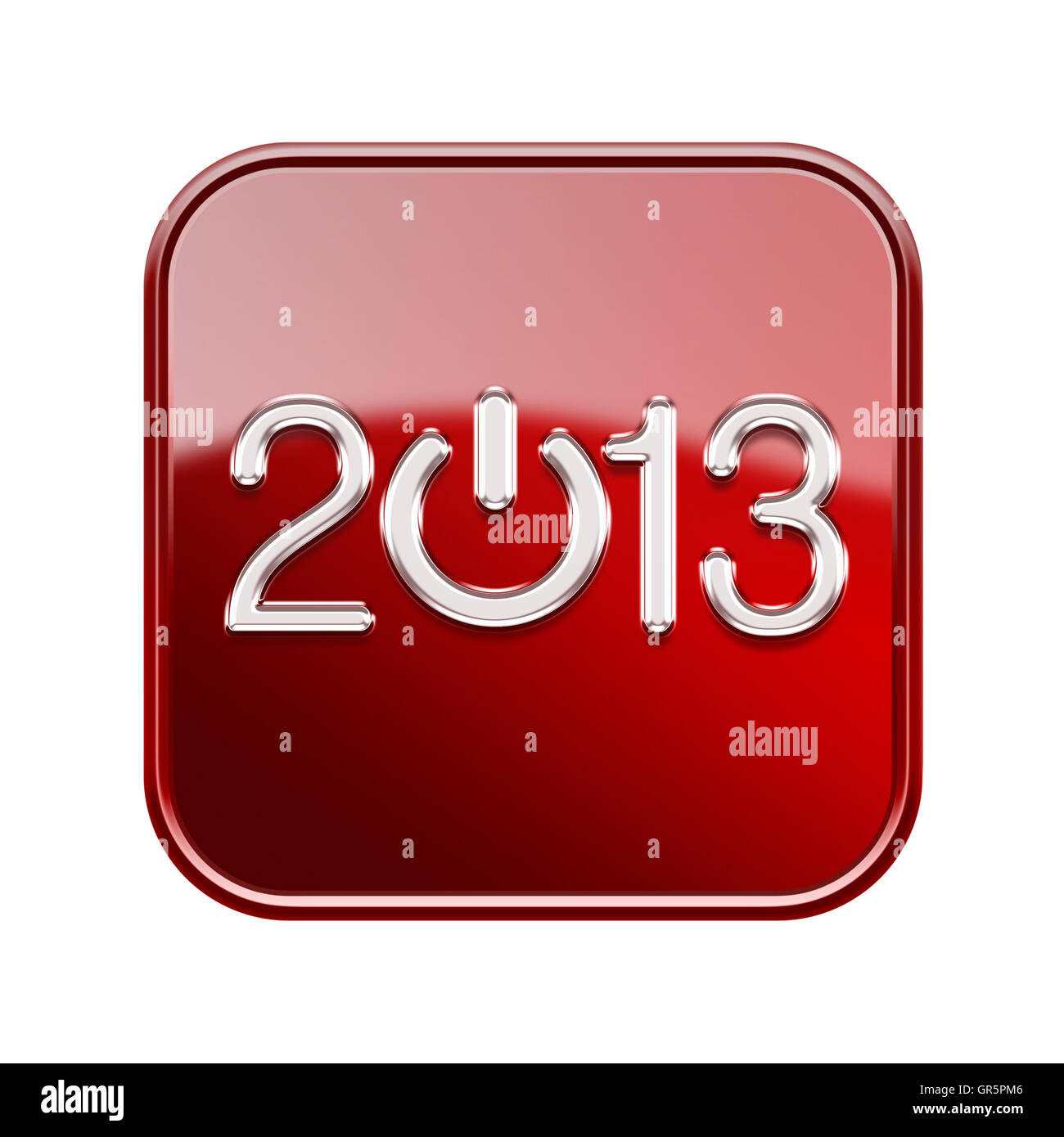 Year 2013 icon glossy red, isolated on white background Stock Photo - Alamy