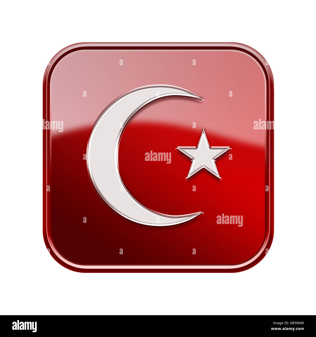 Turkish icon glossy red, isolated on white background Stock Photo - Alamy