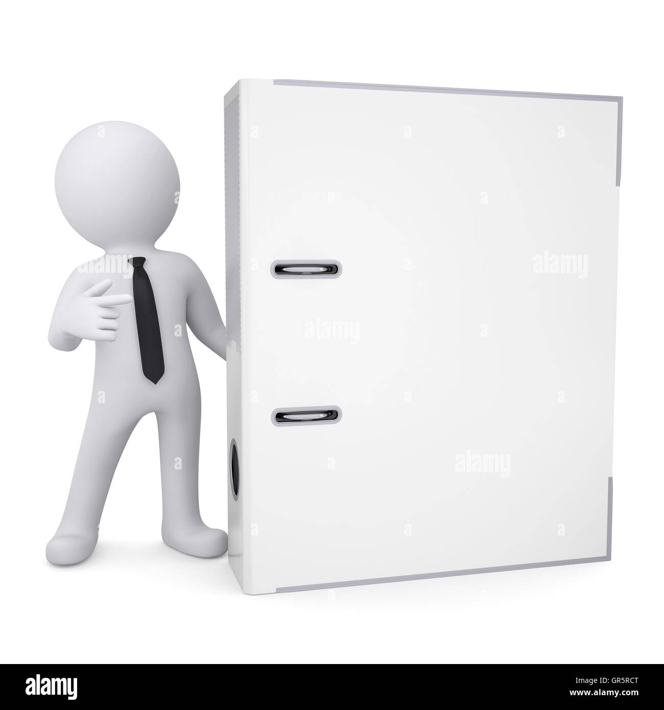 3d white man points a finger at the office folder Stock Photo - Alamy