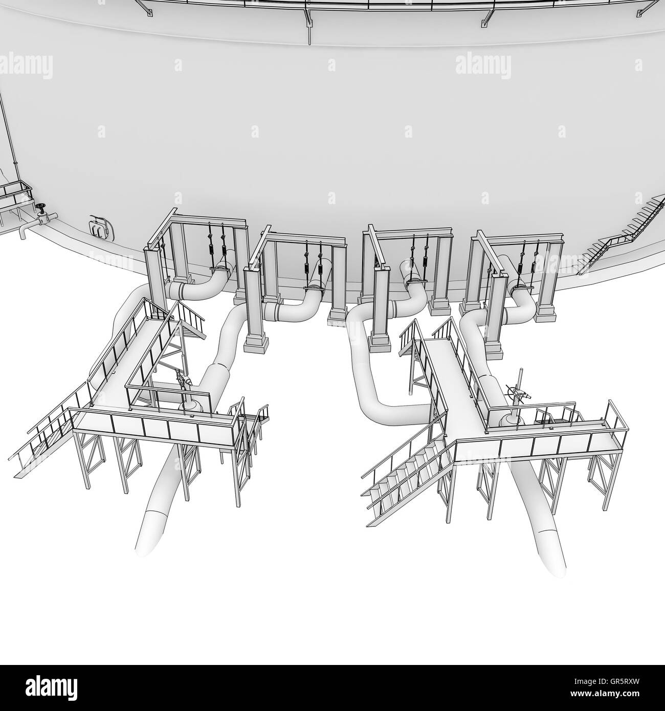 Oil tank rendering in lines Stock Photo - Alamy