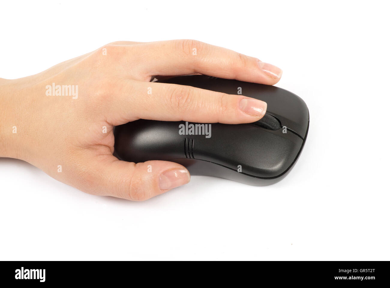 computer mouse with hand over white Stock Photo - Alamy