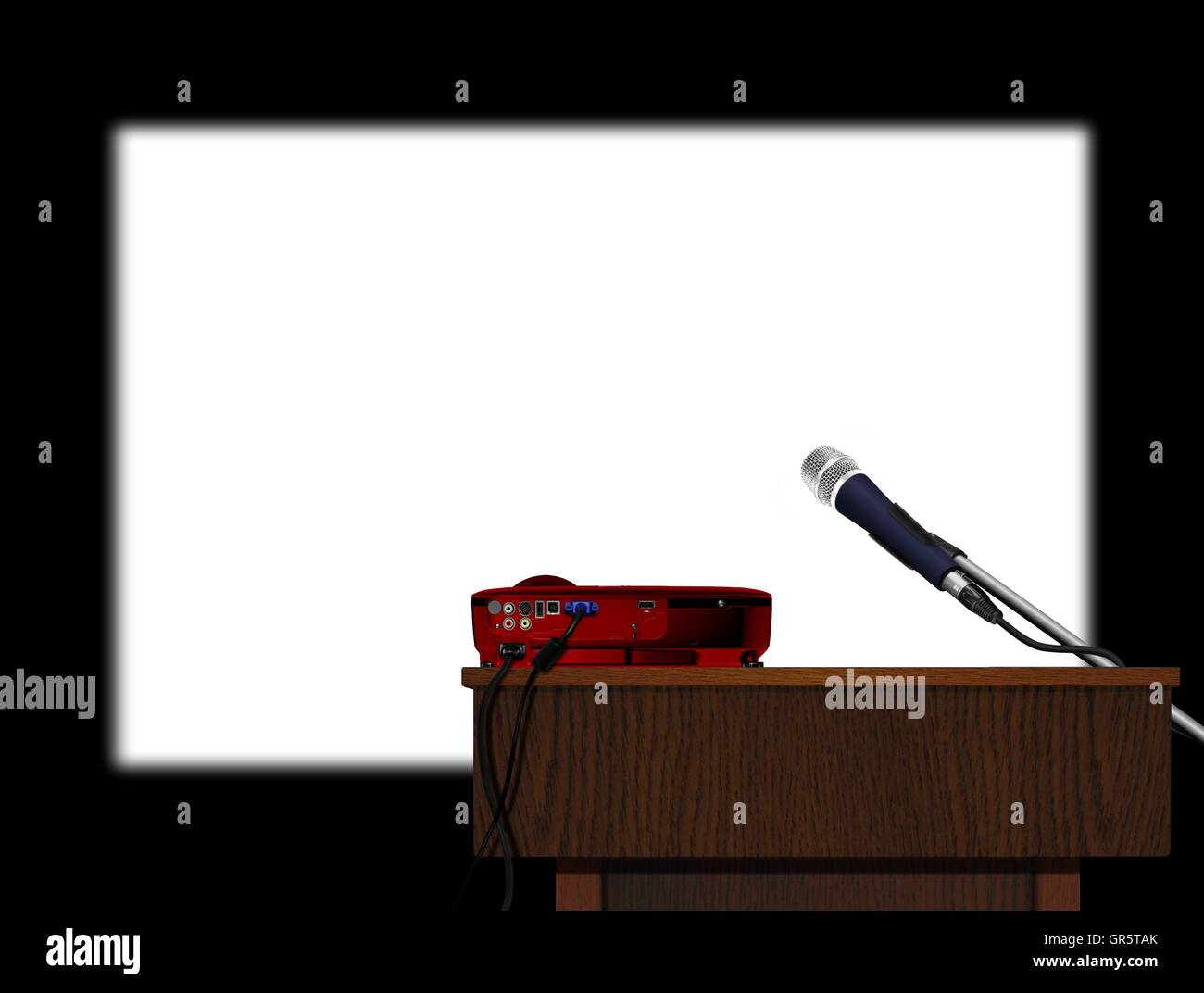 Podium and microphone with projector Stock Photo - Alamy