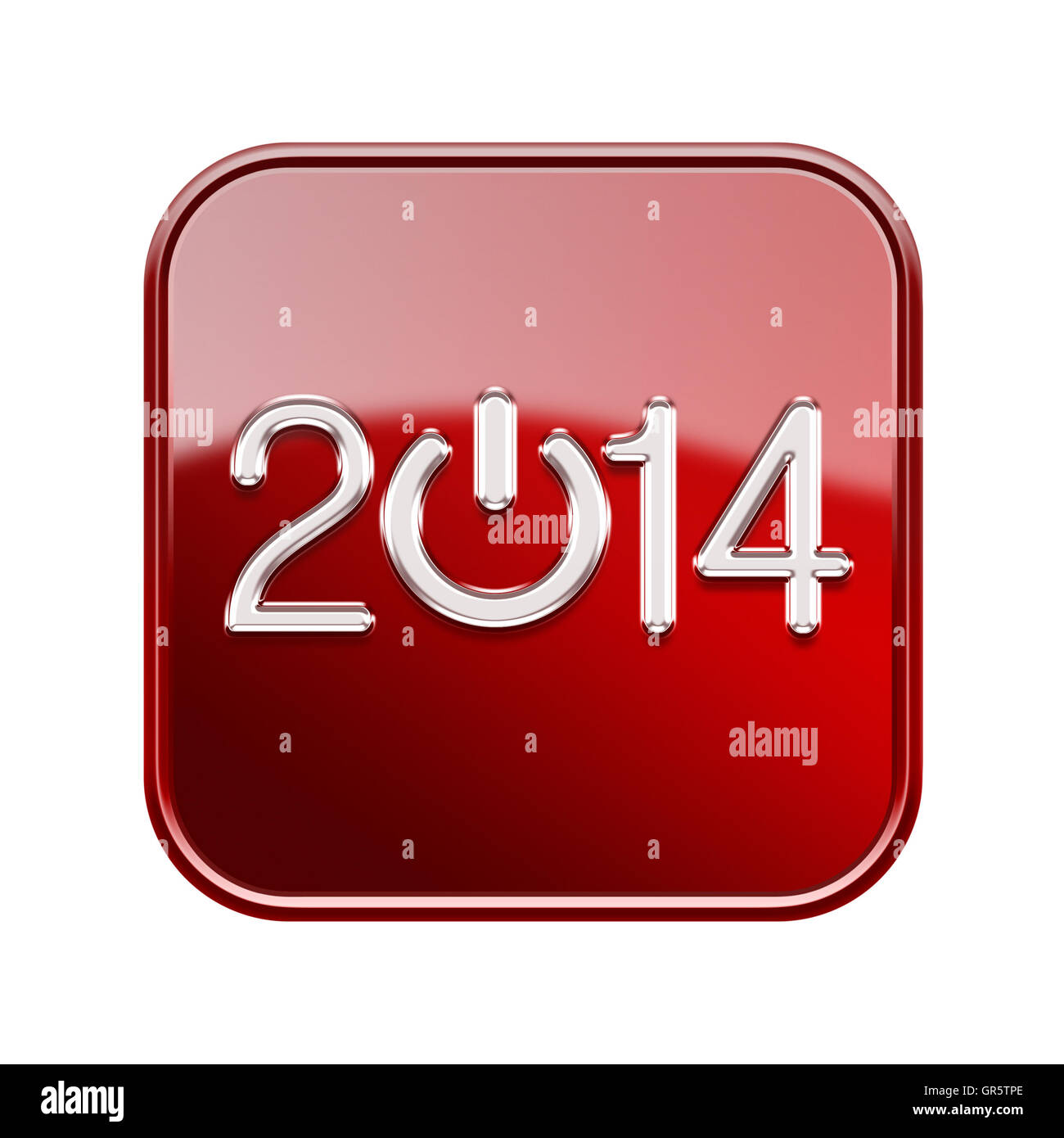 Year 2014 icon glossy red, isolated on white background Stock Photo - Alamy
