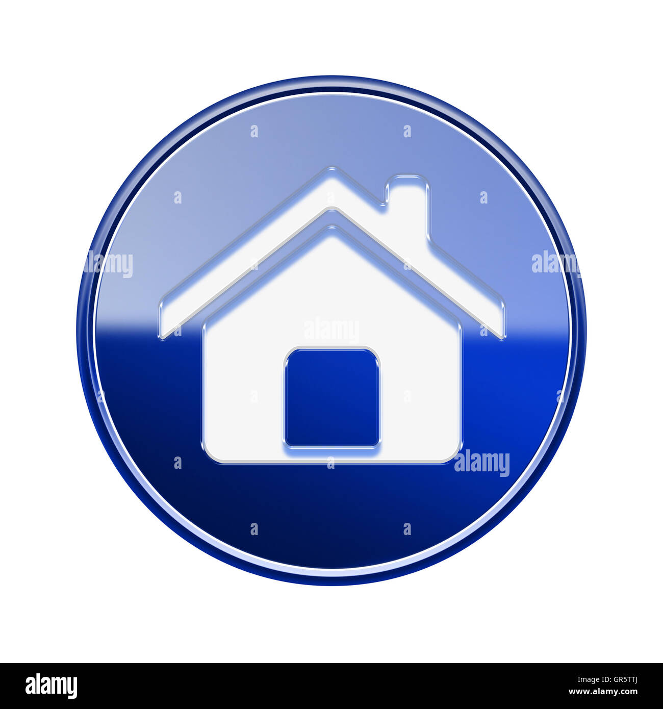 House icon glossy blue, isolated on white background Stock Photo - Alamy