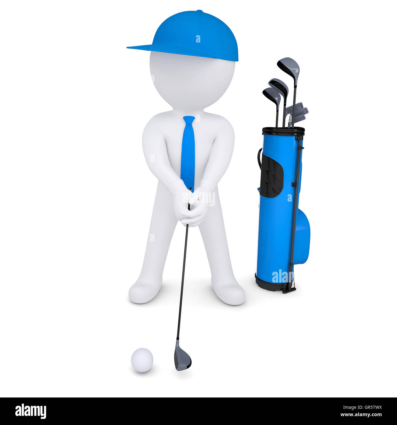 3d white man playing golf Stock Photo - Alamy