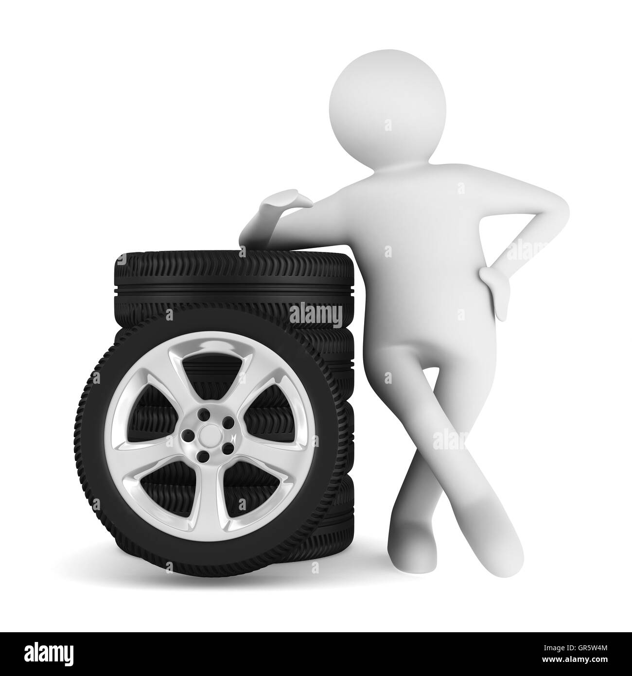 man with disk wheel on white background. Isolated 3D image Stock Photo ...