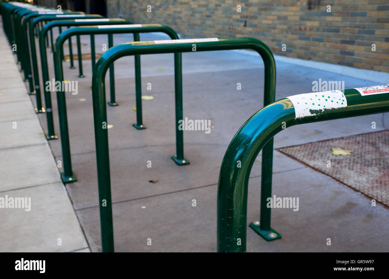 Row of empty bike Racks Stock Photo - Alamy