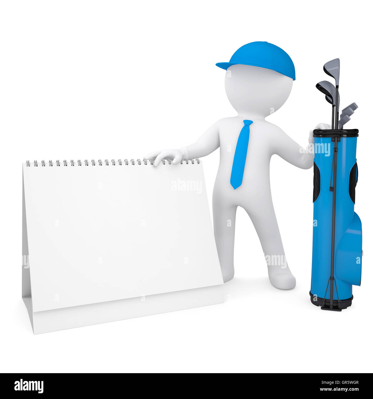 3d white man holding a calendar Stock Photo - Alamy