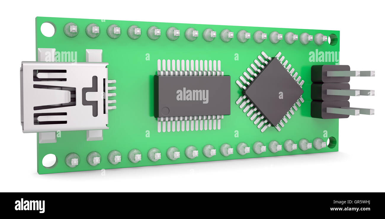 Computer board with chips and USB output Stock Photo - Alamy