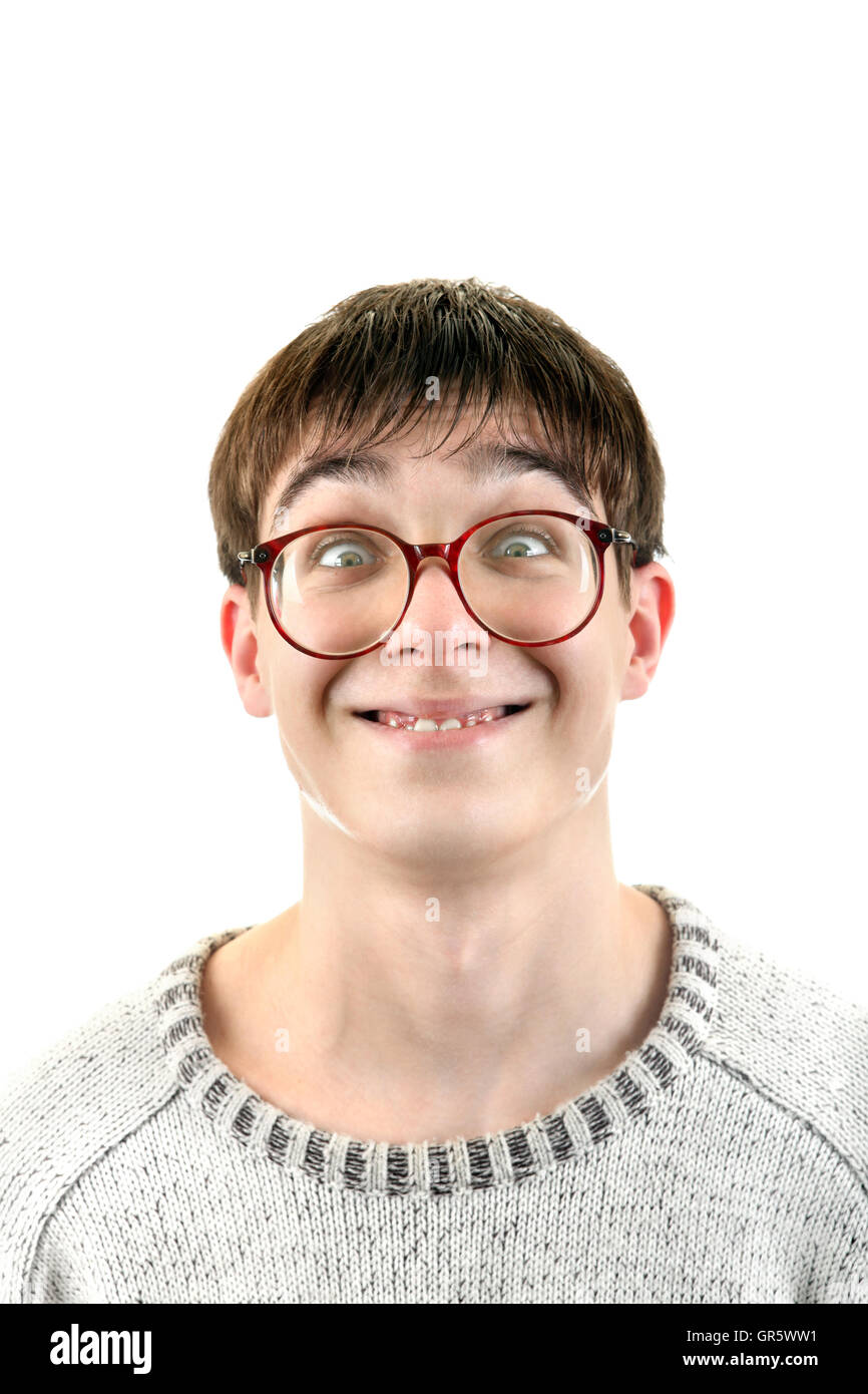 Funny Young Man in Glasses Stock Photo - Alamy