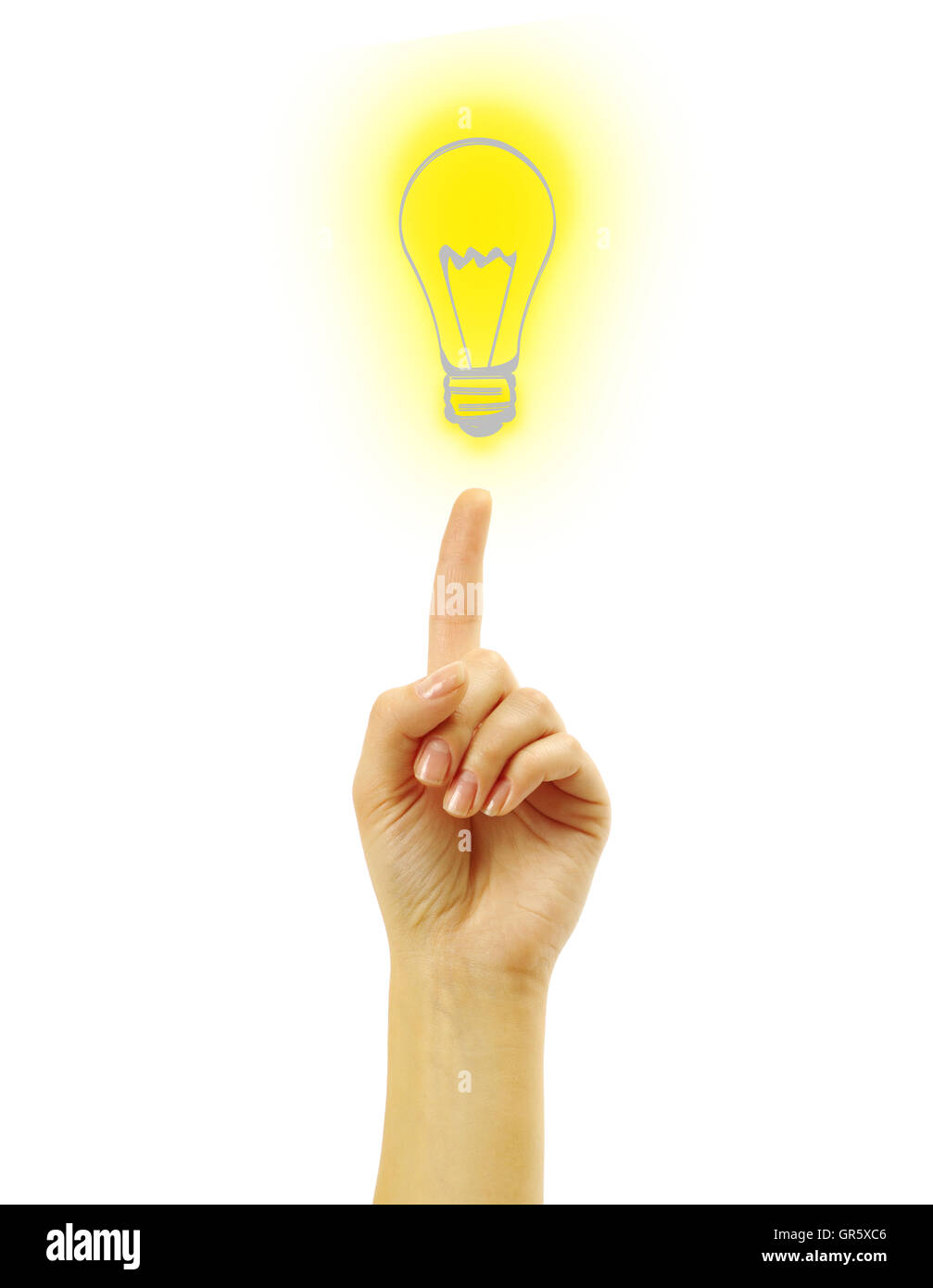 hand with a drawing light bulb Stock Photo - Alamy