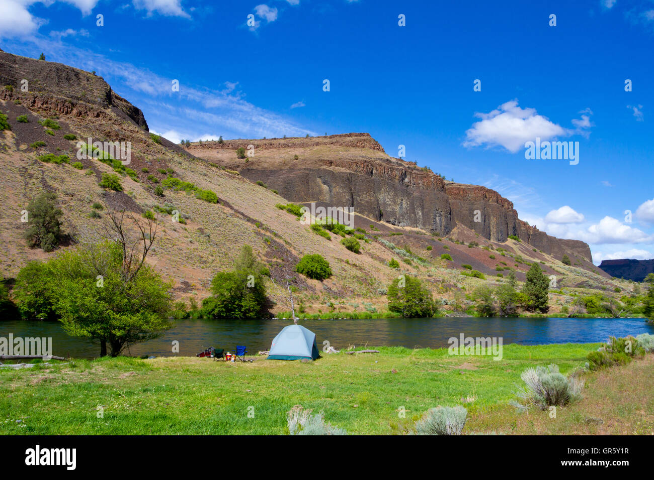 Rustic River Camp Stock Photo - Alamy