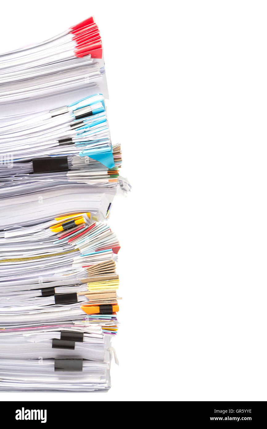 Stack of business papers isolated on white background Stock Photo - Alamy