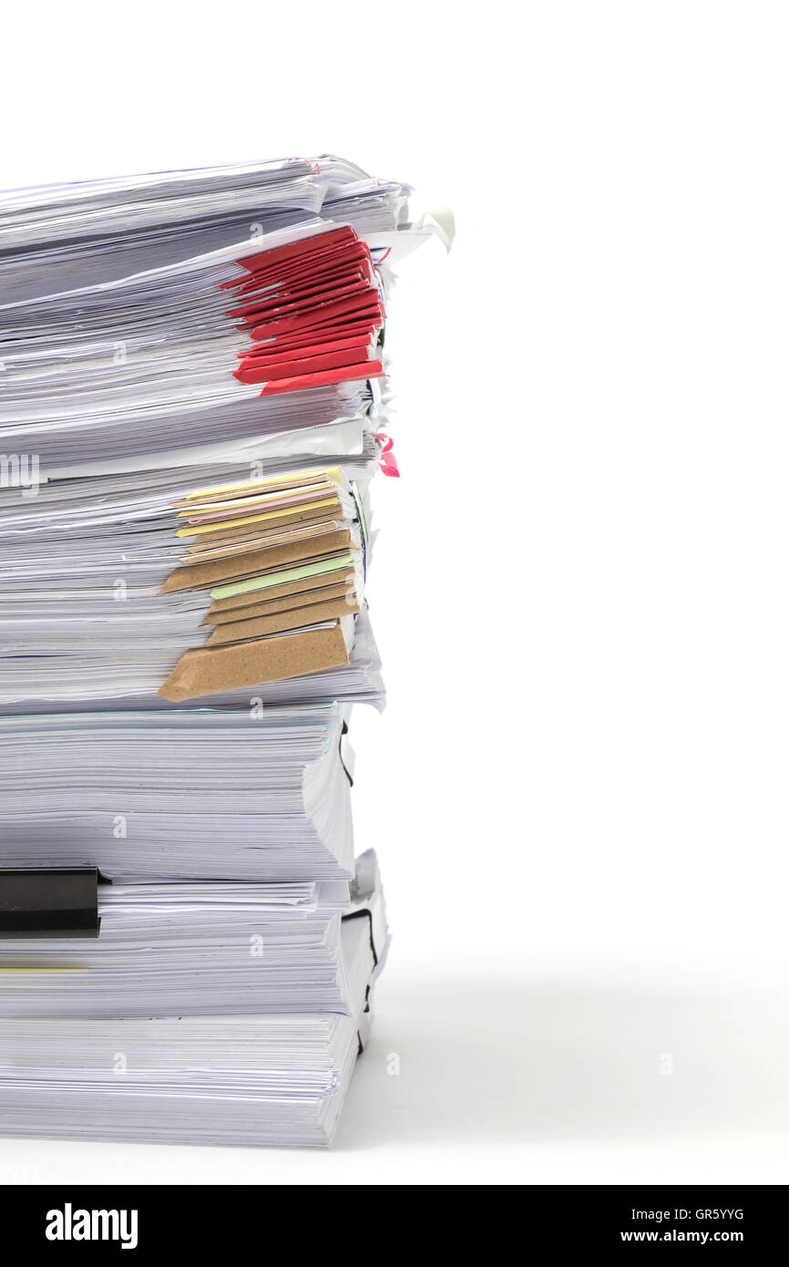 Stack of business papers isolated on white background Stock Photo - Alamy