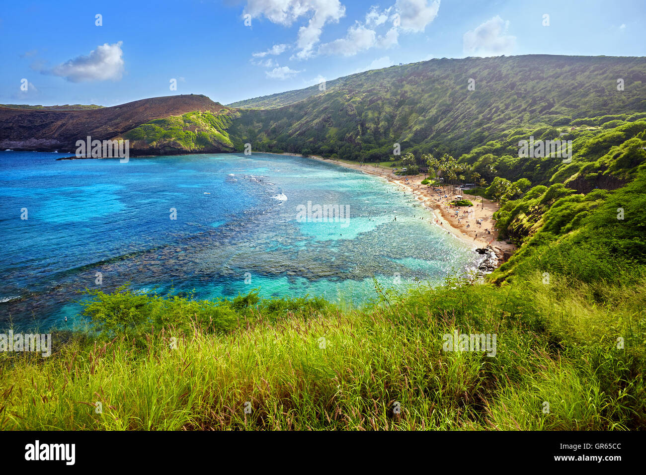 aerial view of Hanauma Bay, Oahu, Hawaii Stock Photo - Alamy