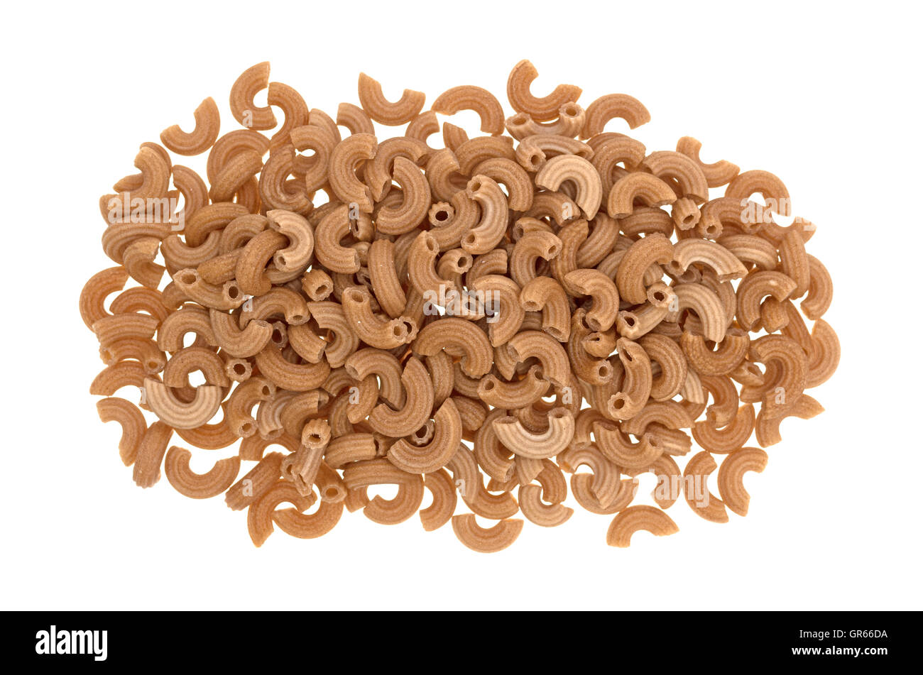 Top view of red rice elbow shaped pasta on a white background Stock ...
