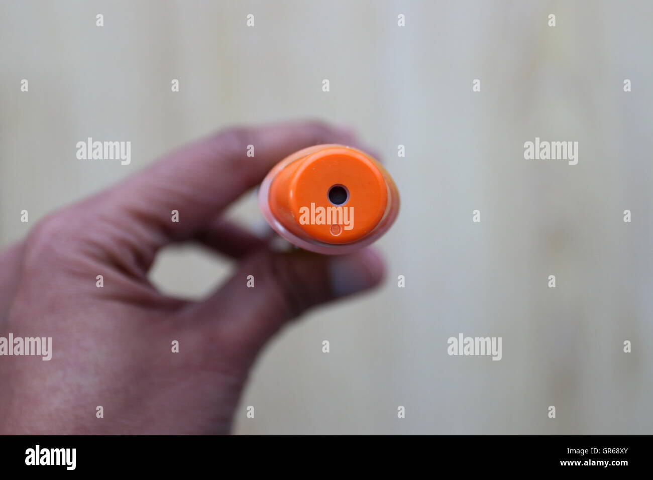 Close up image of adult EpiPen needle end - Adrenalin injection for ...