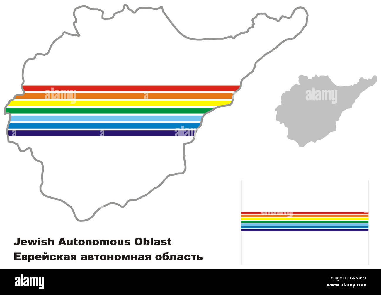 Outline map of Jewish Autonomous Oblast with flag. Regions of Russia ...