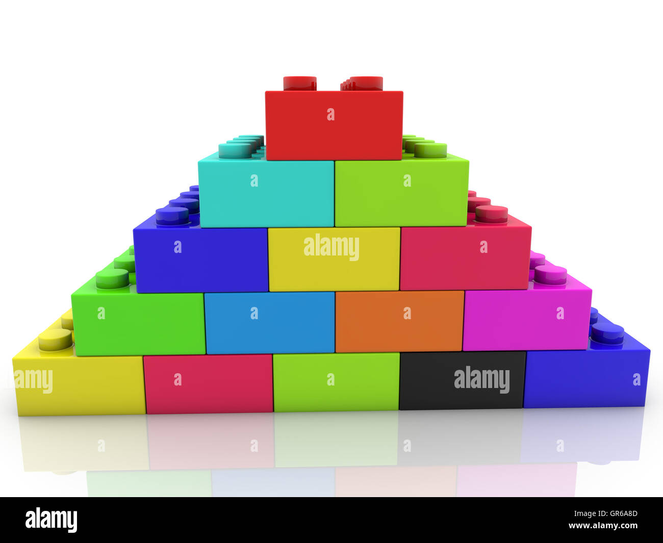 Pyramid of toy bricks in various colors Stock Photo - Alamy
