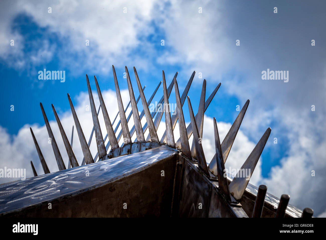 Metal Fence With Thorns Stock Photo - Alamy