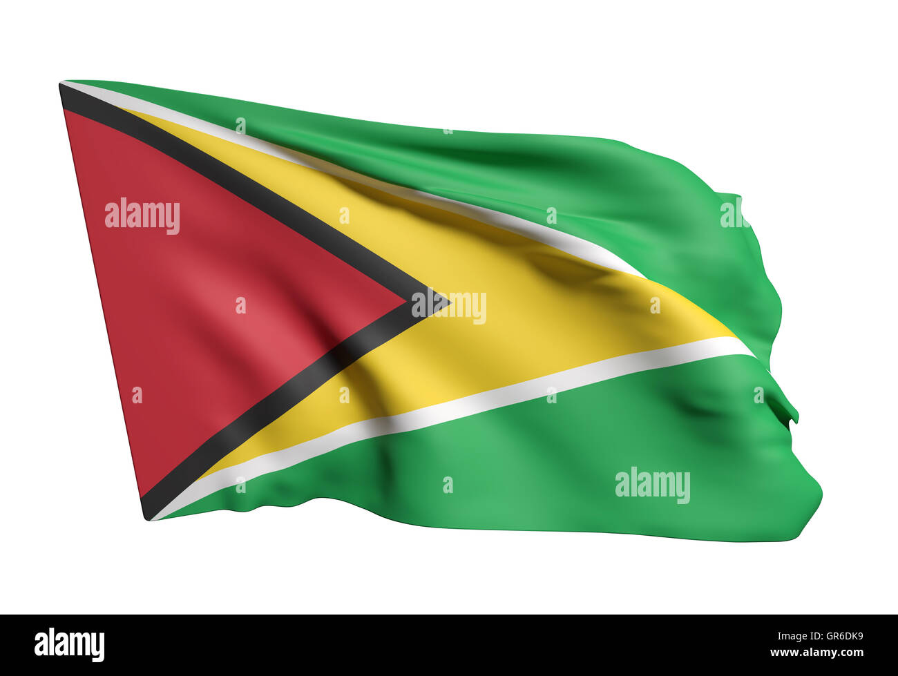 3d rendering of Republic of Guyana flag waving on white background Stock Photo - Alamy
