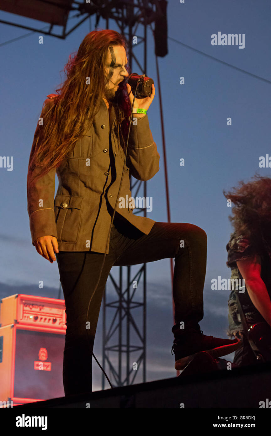 Singer Mathias Vreth Lillmåns of Finntroll during performance at FEZEN ...