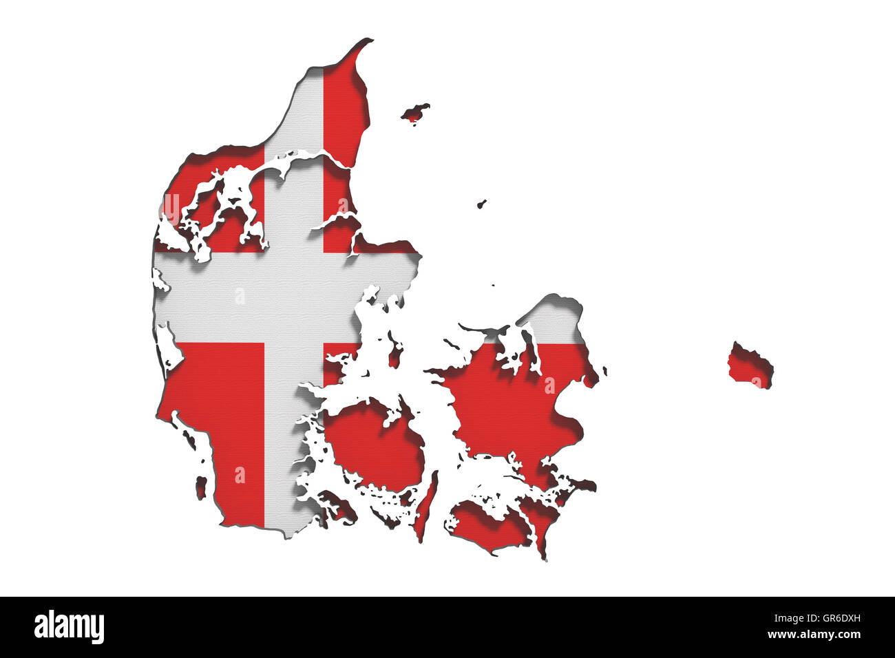 3d rendering of Denmark map and flag on white background Stock Photo ...
