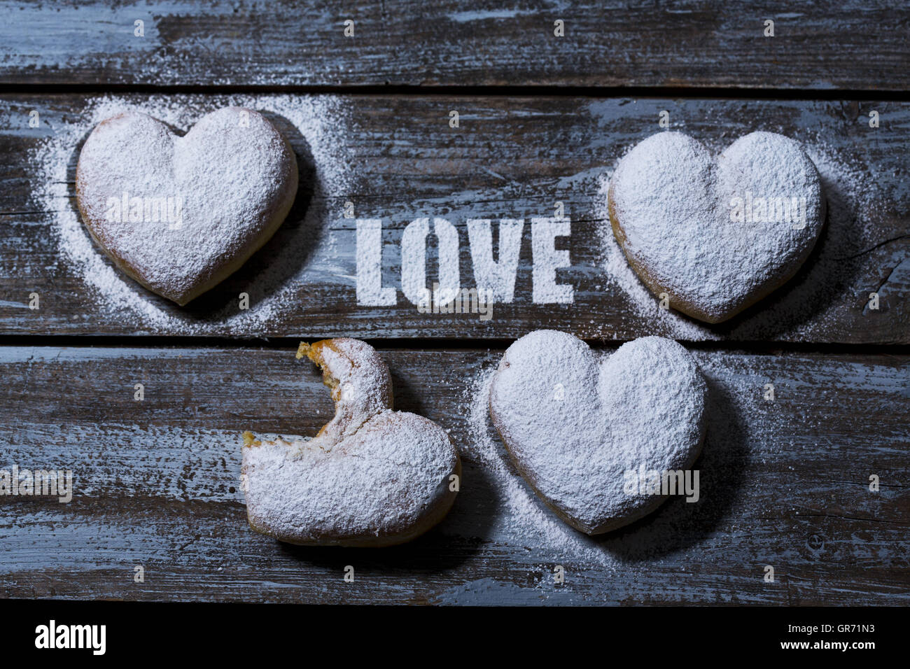 Heart Donuts And Love Letters Stock Photo - Alamy