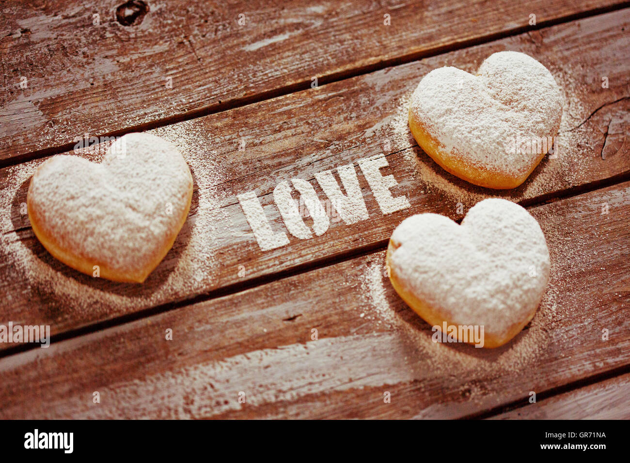 Heart Donuts And Love Letters Stock Photo - Alamy