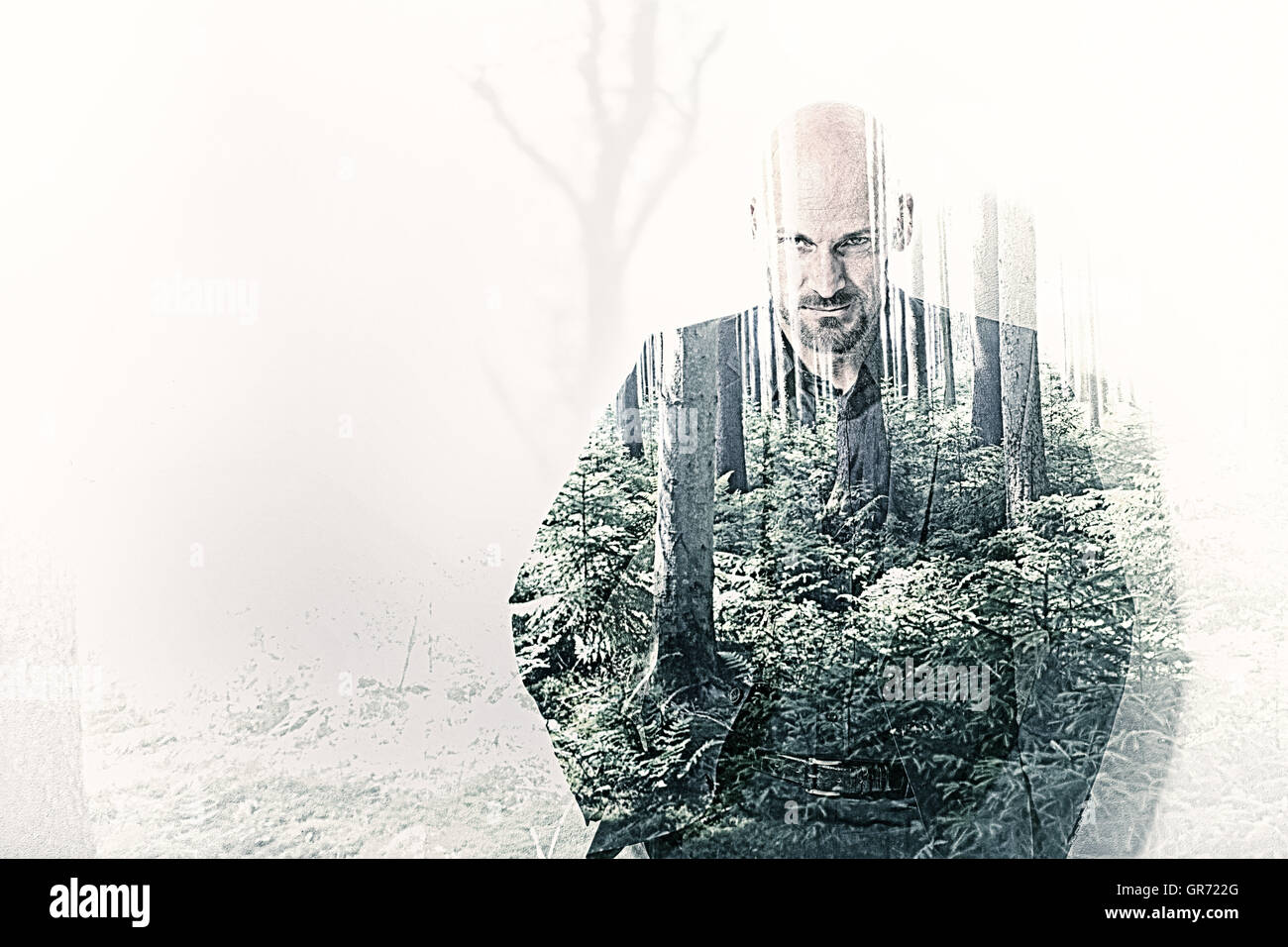 Merge Portrait Man And Forest Stock Photo - Alamy