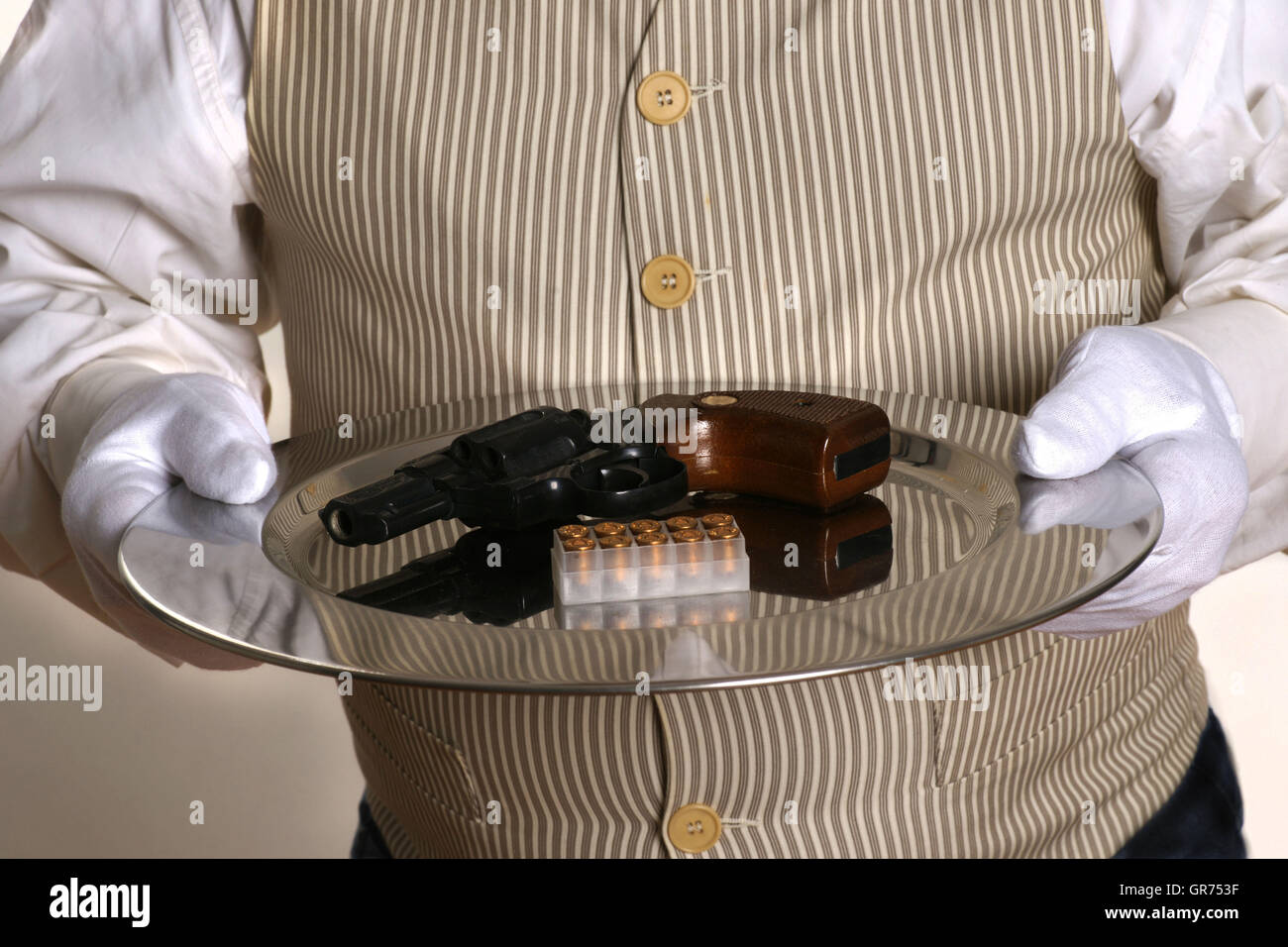 Butler With A Revolver Stock Photo - Alamy