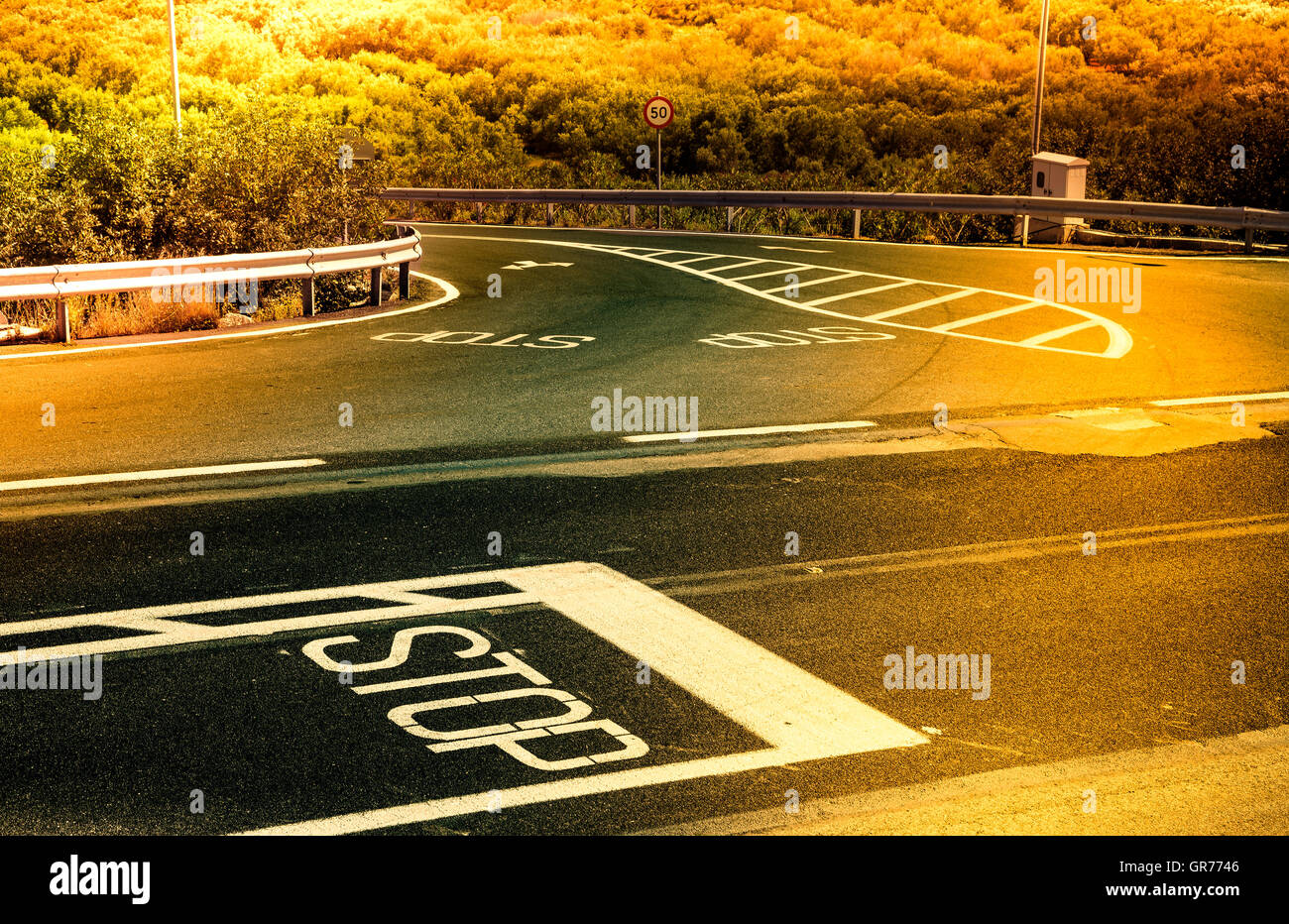 Bus stop marking on road hi-res stock photography and images - Alamy