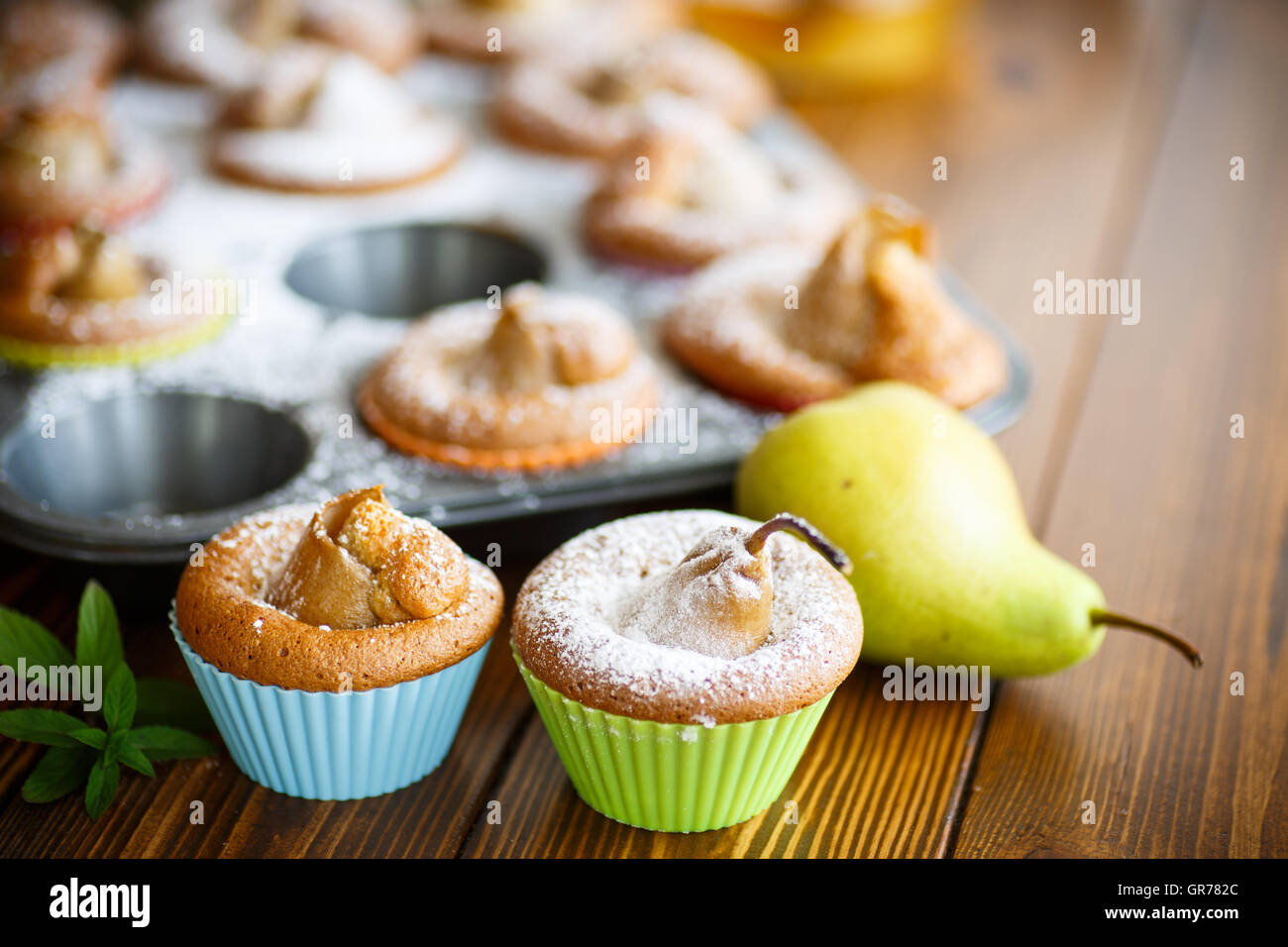 sweet muffins with pears Stock Photo - Alamy