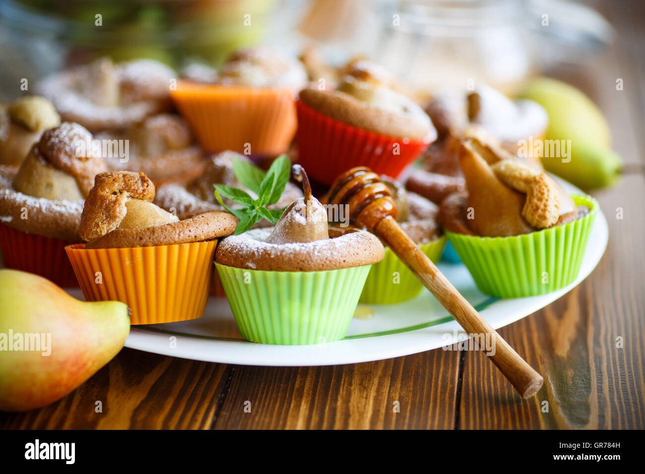 sweet muffins with pears Stock Photo - Alamy