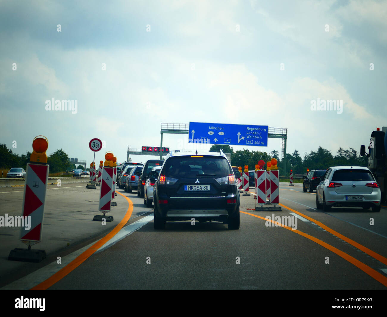 Europe Germany German Autobahn Motorway Expressway Traffic Jam sign ...
