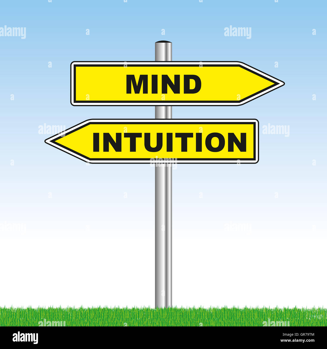 Direction Sign With Mind Or Heart Showing Opposite Directions Stock ...